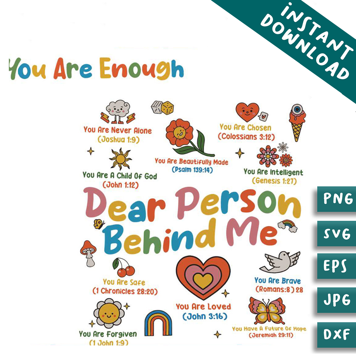 Retro Dear Person Behind Me Bible Verse SVG - Inspire Uplift