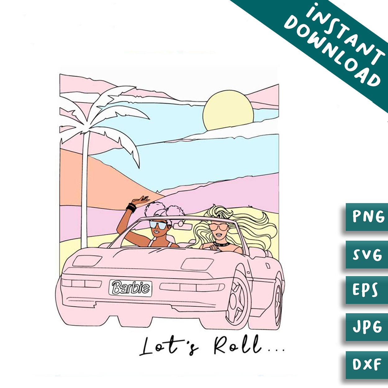 Barbie Lets Roll SVG Barbie Driving SVG | Inspire Uplift