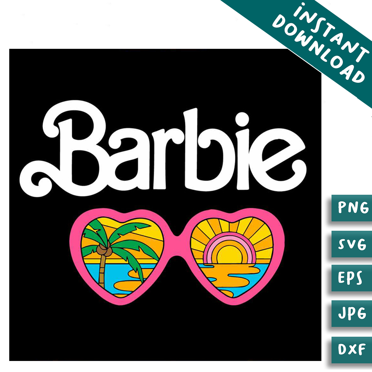 Barbie Glasses Retro Logo Cropped SVG Summer Vibes SVG | Inspire Uplift