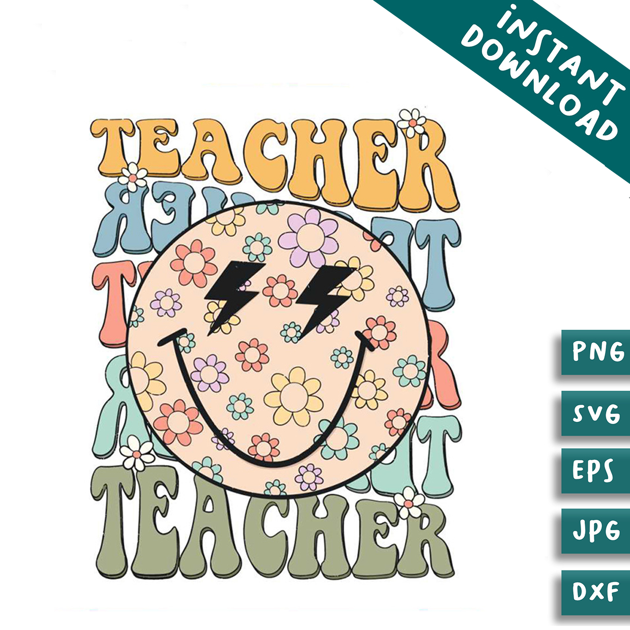 Retro Teacher Back To School svg bundles Smiley Face svg bun - Inspire ...