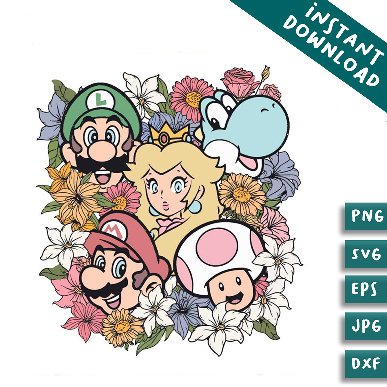 Return To Mario Floral The Super Mario svg bundles | Inspire Uplift