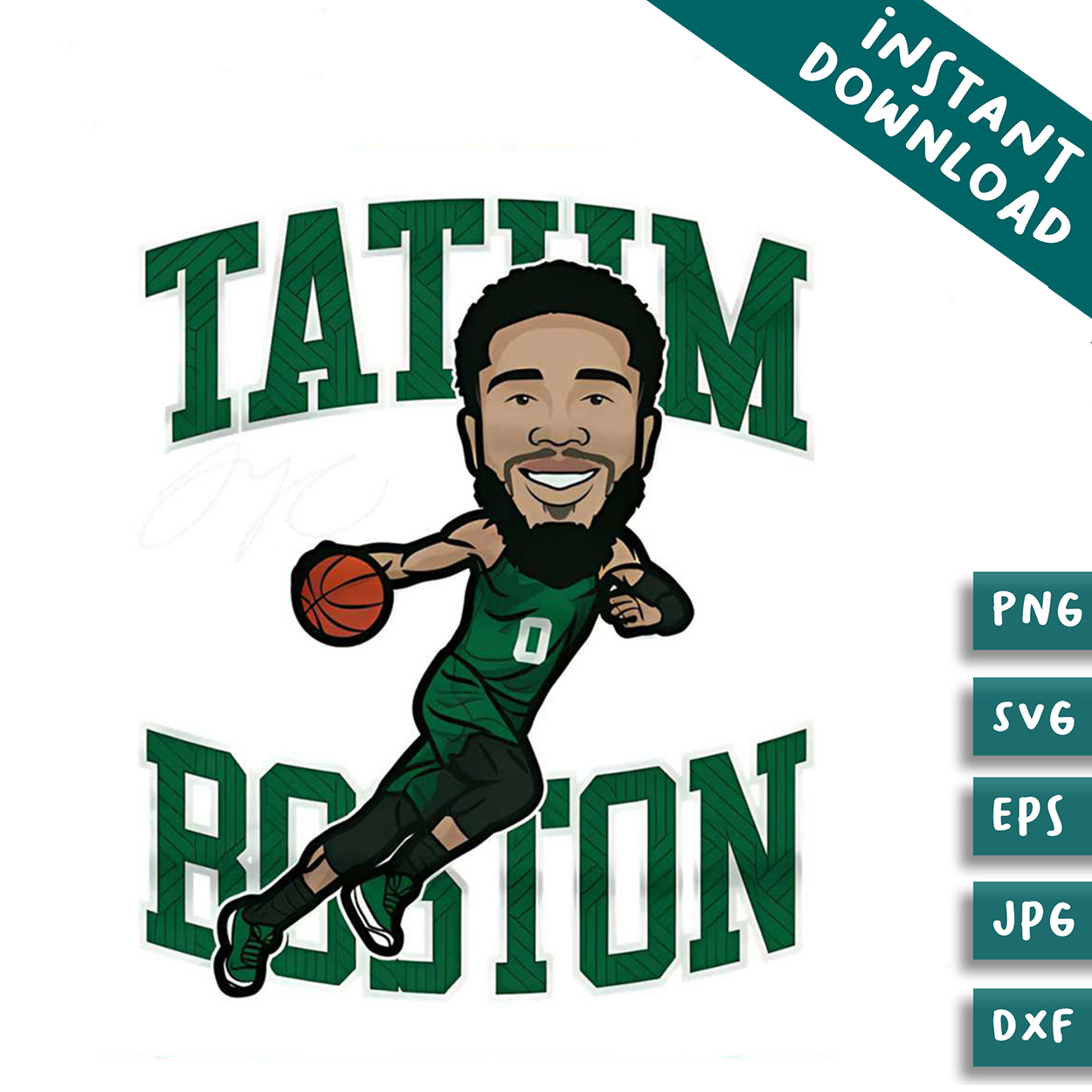 Jayson Tatum Boston Celtics Cartoon Png Silhouette | Inspire Uplift