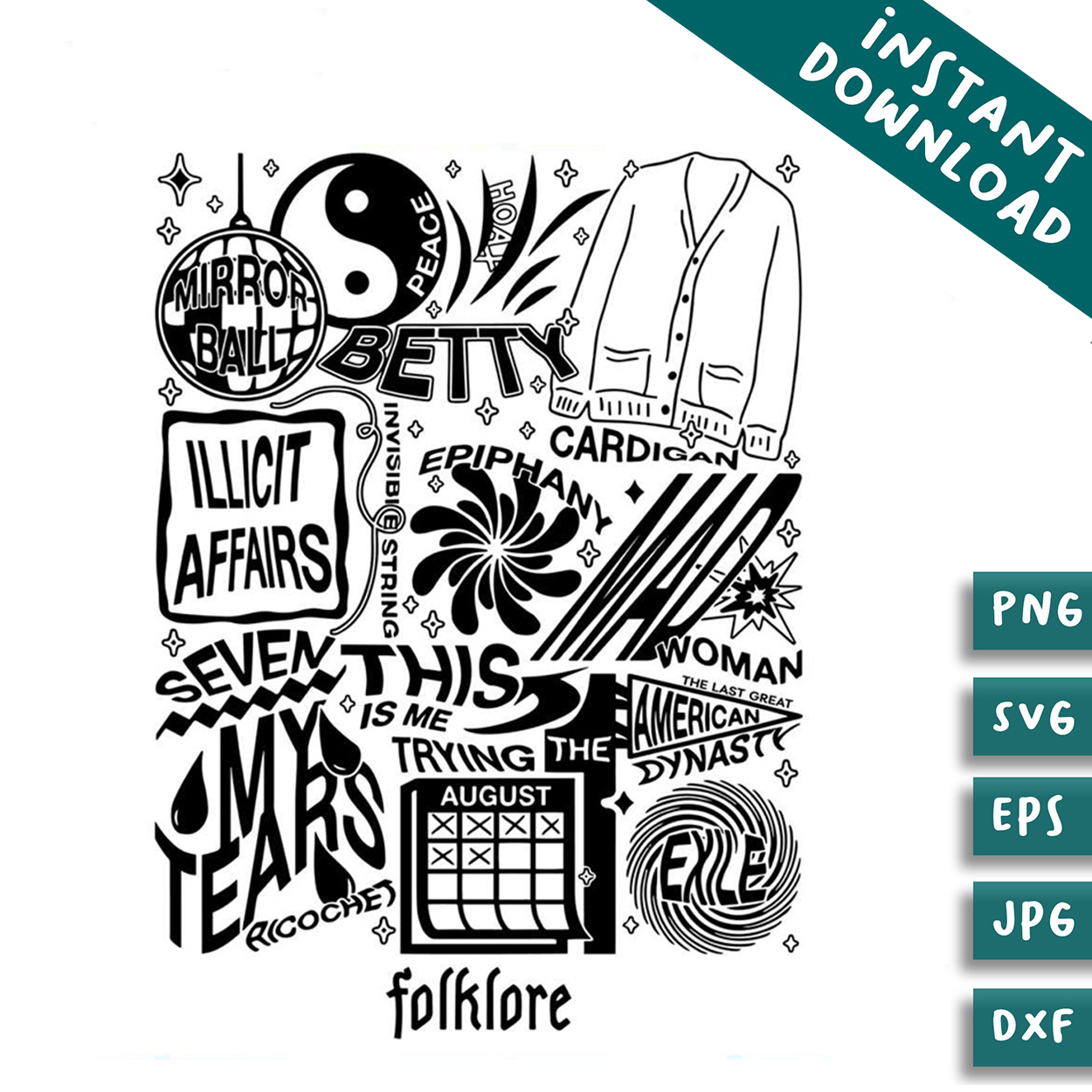 Taylor Swift Album Tracklist Lyrics svg bundles Design | Inspire Uplift