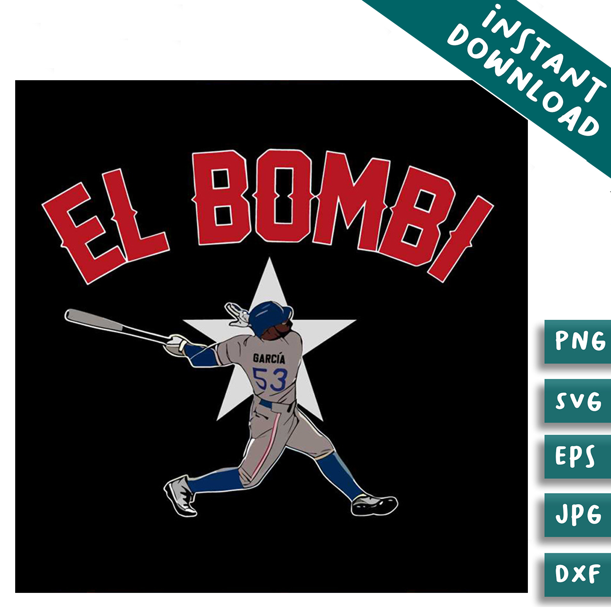 Baseball El Bombi Adolis Garcia Swing MVP SVG Download | Inspire Uplift