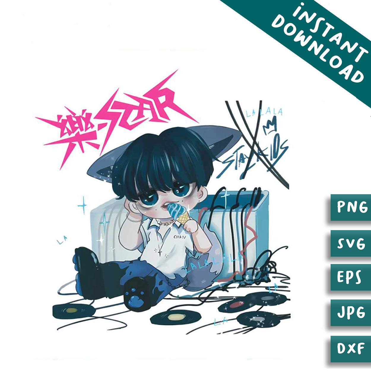 Bangchan Rockstar Chibi Fanart Kpop Singer PNG File | Inspire Uplift