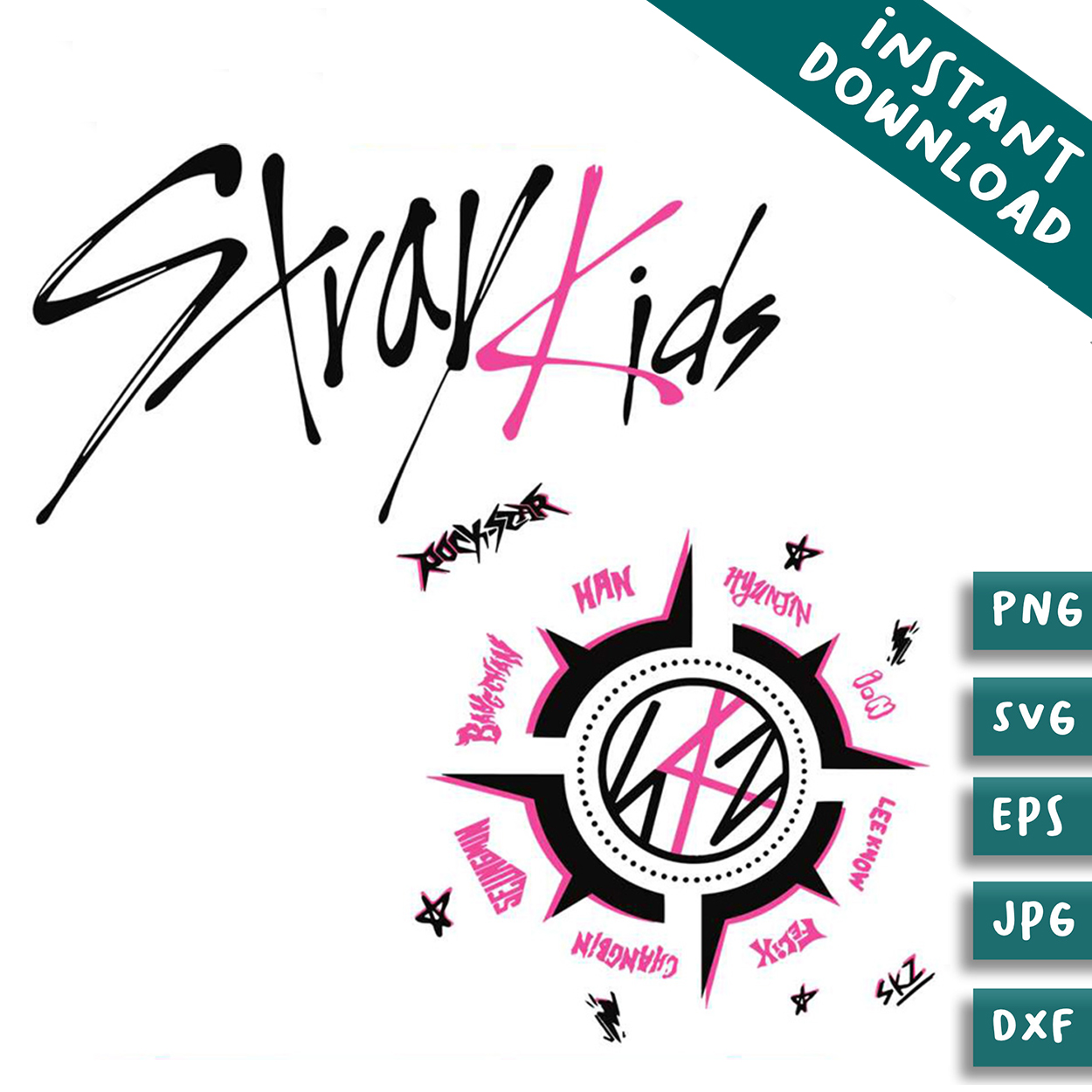 Vintage Stray Kids Members ROCKSTAR Album SVG Cricut Files | Inspire Uplift