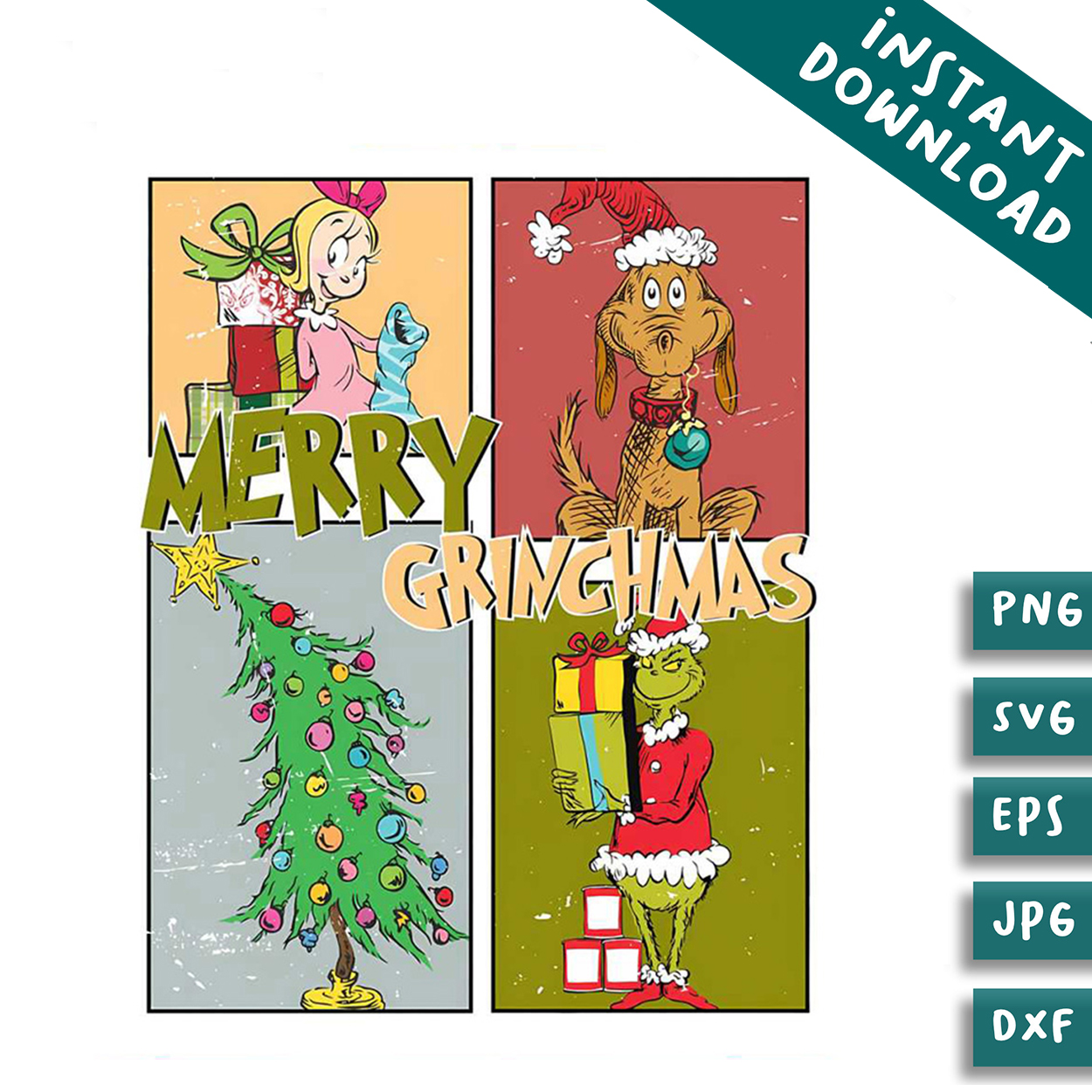 Vintage Merry Grinchmas Characters PNG Download File | Inspire Uplift
