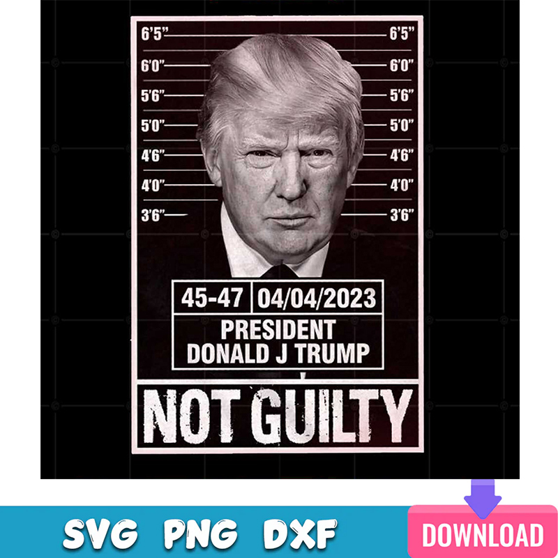 Not Guilty Donald Trump Mugshot Stand With Trump Png | Inspire Uplift
