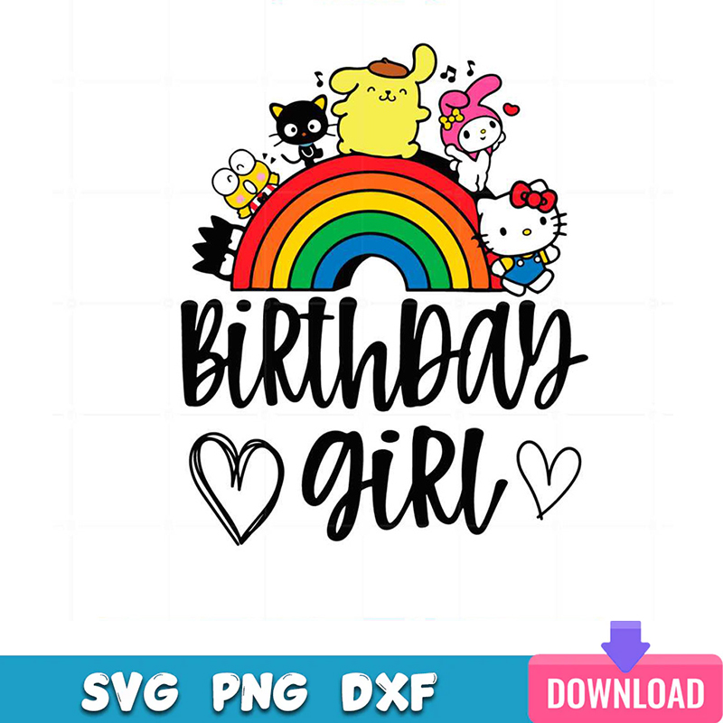 Hello Kitty And Friends Rainbow Birthday SVG Cutting Files | Inspire Uplift