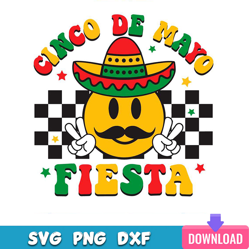 Funny Cinco De mayo Fiesta Smiley Face SVG Graphic Designs F - Inspire ...
