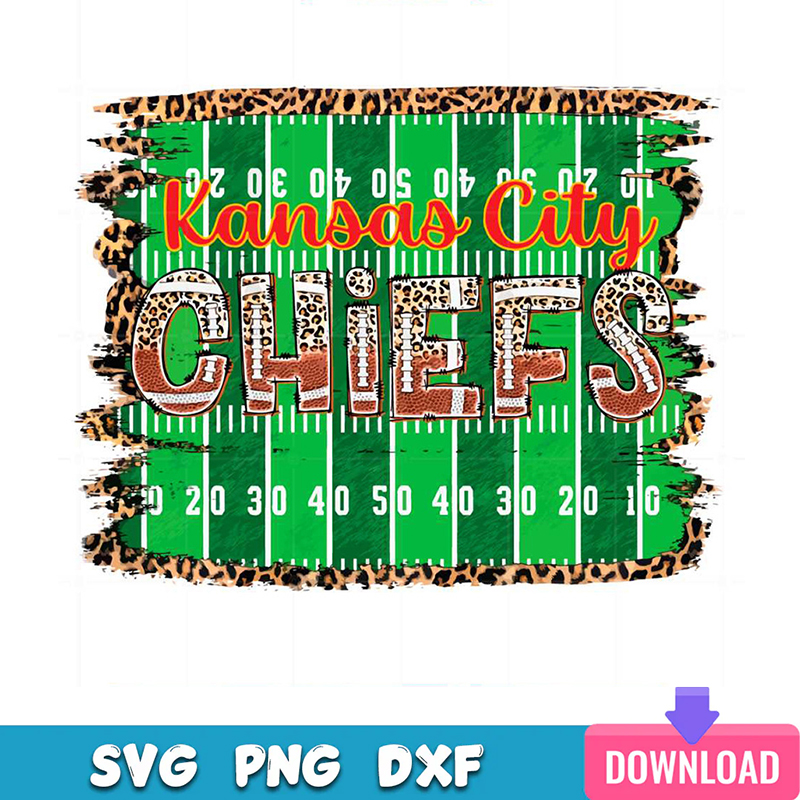 Chiefs Leopard Print Football Field Png For Cricut Sublimati | Inspire ...