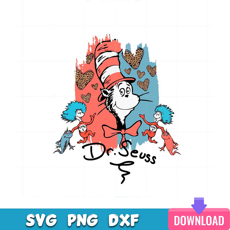 Read Across America Dr Suess Cat In The Hat Leopart Heart Sv | Inspire ...