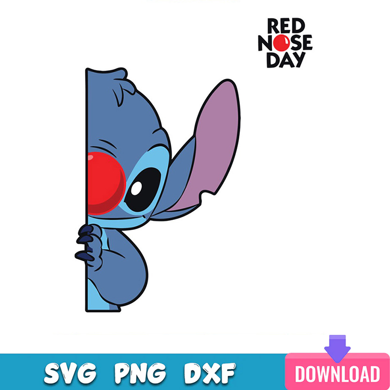 Cute Red Nose Day Peeking Stitch SVG - Inspire Uplift