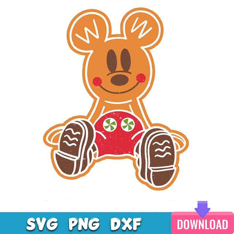 Vintage Mickey Gingerbread SVG Cutting Digital File | Inspire Uplift