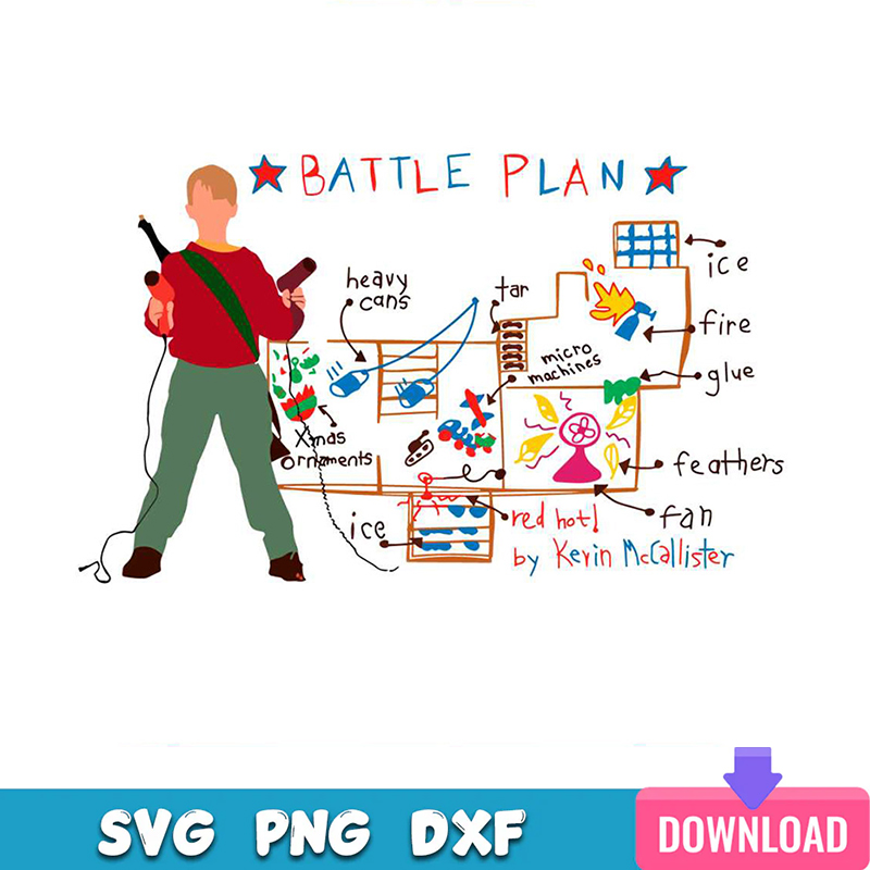 Funny Home Alone Battle Plan Map SVG Digital Cricut File | Inspire Uplift