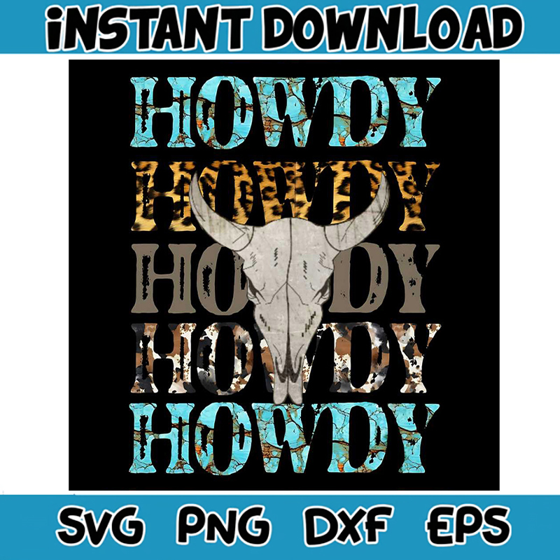 Vintage Howdy Western Cowboy Bull Head PNG Silhouette File | Inspire Uplift