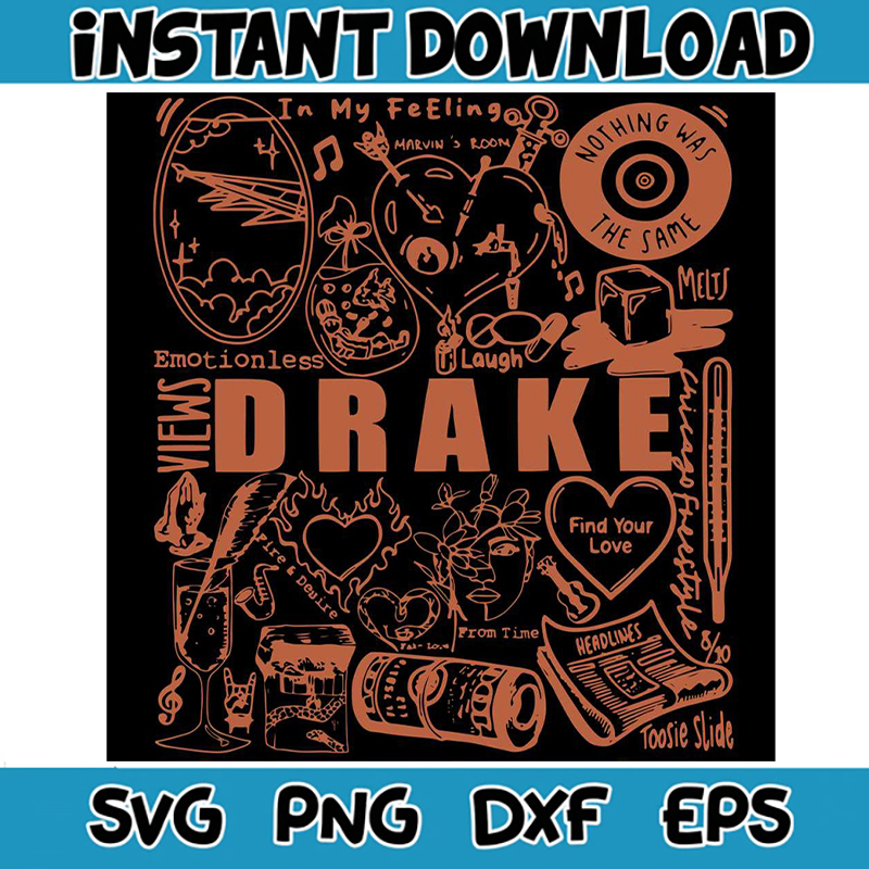 Vintage Drake Doodle Art SVG Drake Tour 2024 Rap SVG Cricut | Inspire ...
