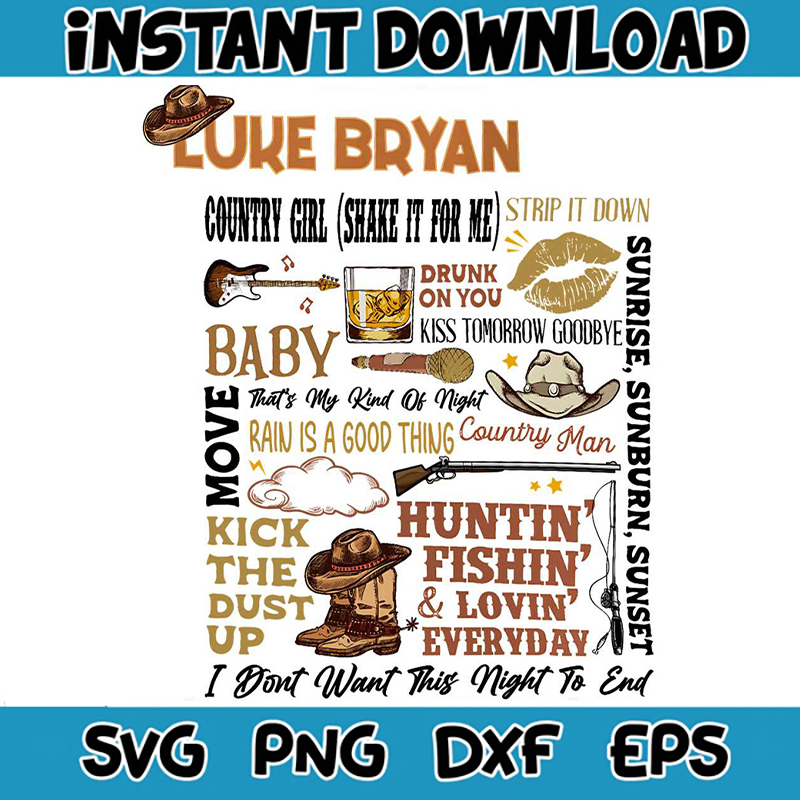 Luke Bryan Country Girl Shake It For Me SVG Cutting File | Inspire Uplift