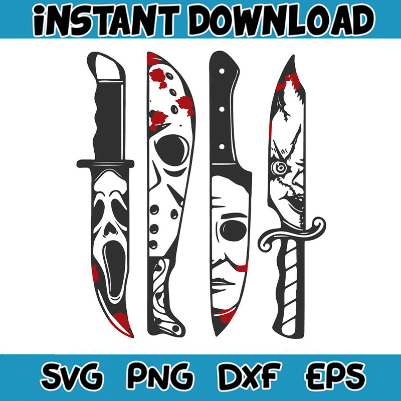Horror Movie Characters In Knives SVG Cutting Digital File | Inspire Uplift
