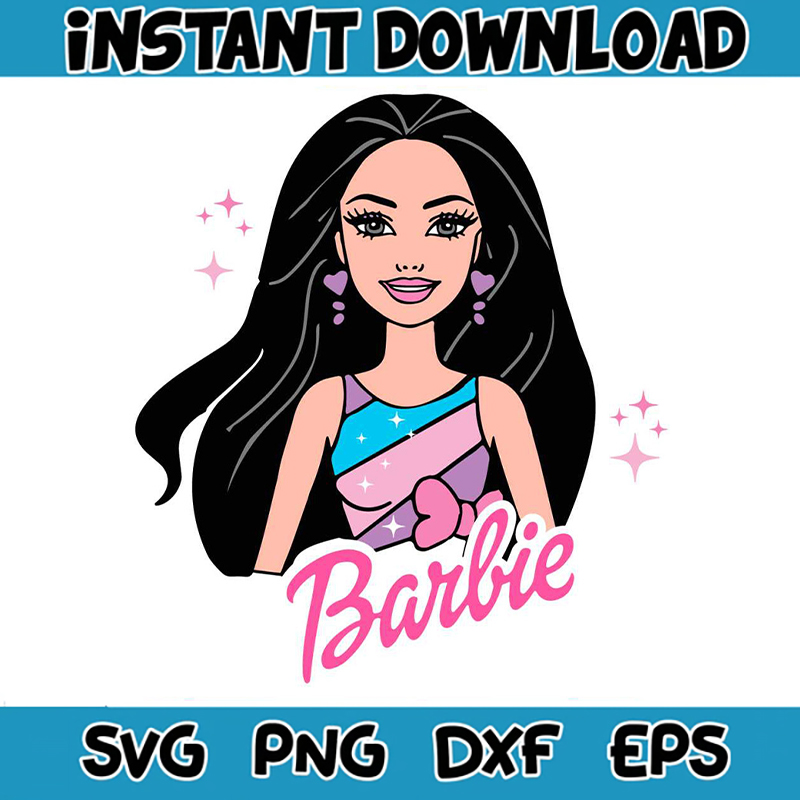 Brunette Doll Curly SVG Barbie Gift SVG Cutting Digital File | Inspire ...