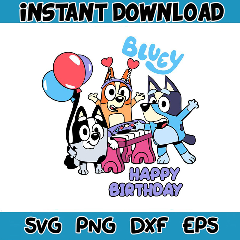 Bluey Birthday Bluey and Bingo Birthday SVG Graphic Design F | Inspire ...