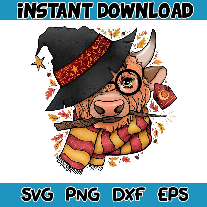 Wizard Cow Magical Highland Cow PNG Sublimation | Inspire Uplift