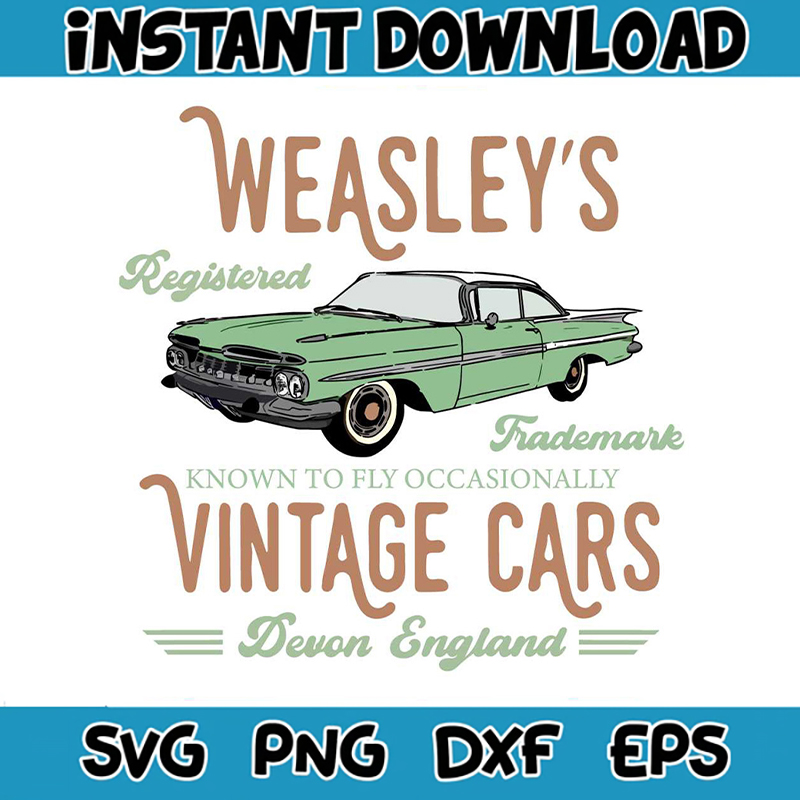 Weasley Vintage Cars Wizard Flying Car SVG Digital | Inspire Uplift