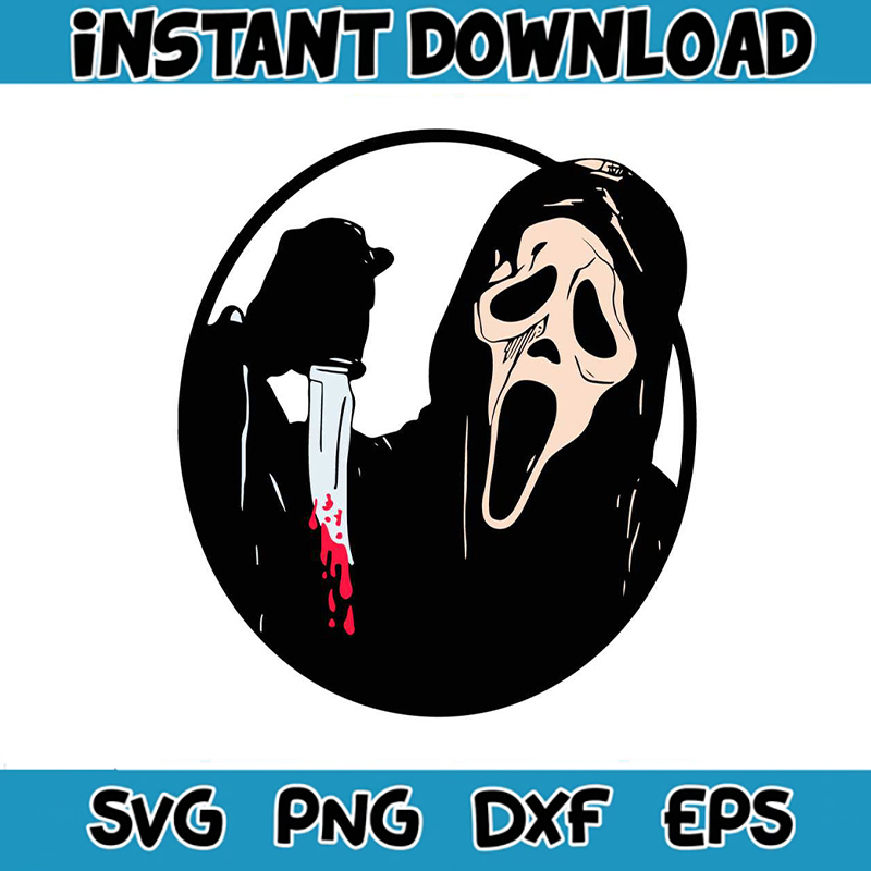 Horror Ghost Face Bloody Knife Scream SVG | Inspire Uplift