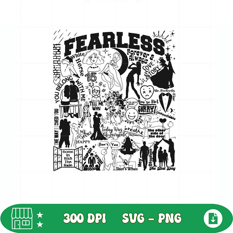 Fearless Taylor Swift Song Fearless Track List SVG | Inspire Uplift