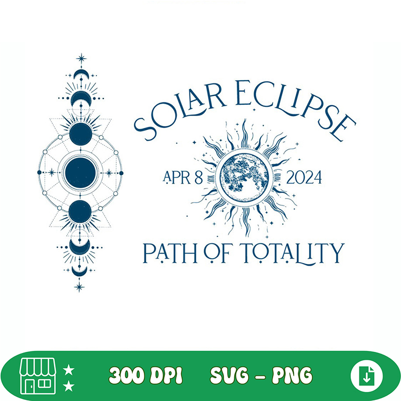Retro Solar Eclipse 2024 Path of Totality SVG | Inspire Uplift