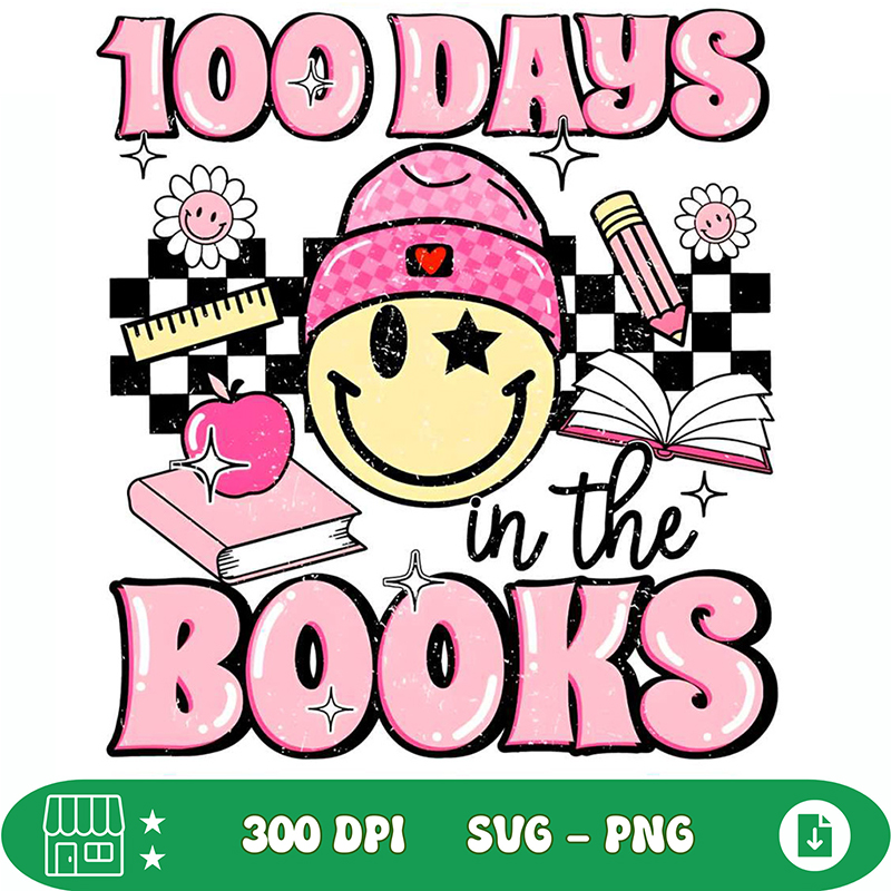 100 Days In The Books Smiley Face PNG | Inspire Uplift