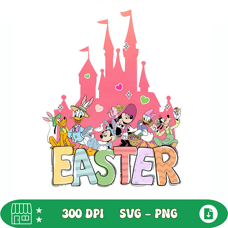 Mickey and Friends Easter Disney Castle PNG | Inspire Uplift