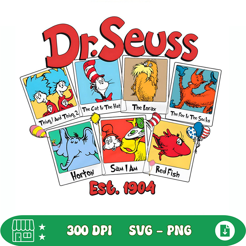 Dr Suess Est 1904 The Cat In The Hat PNG | Inspire Uplift