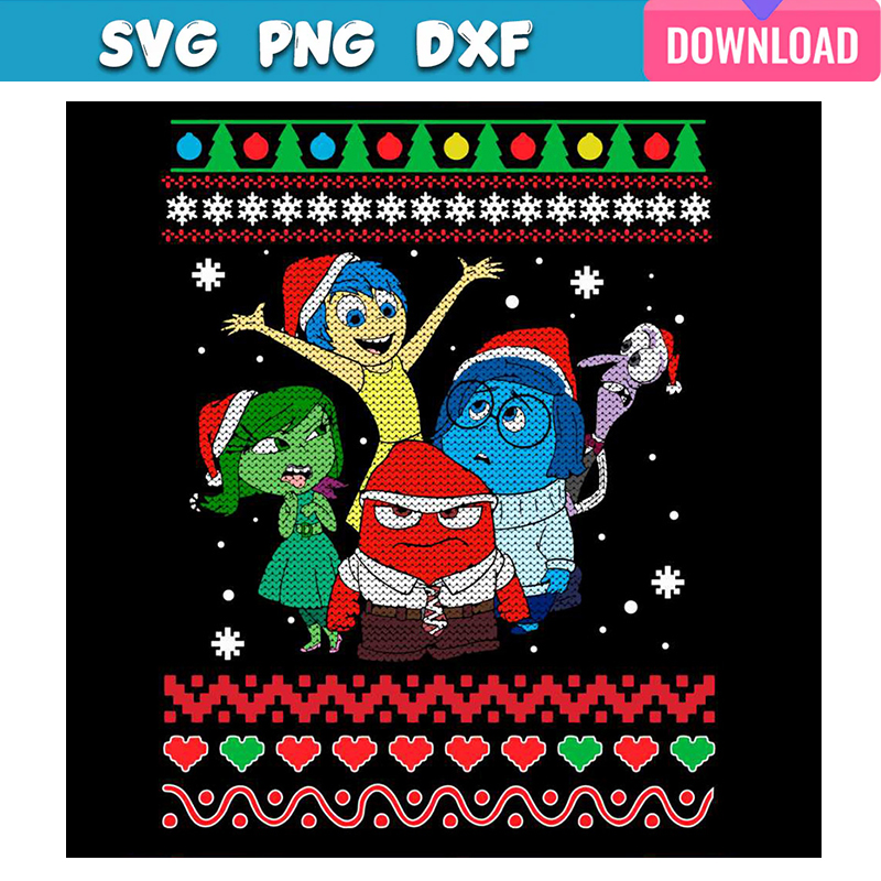 Disney Inside Out Characters Cute Christmas svg bundle | Inspire Uplift
