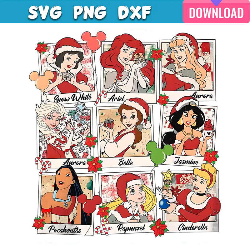 Retro Disney Princess Christmas Santa Hat PNG | Inspire Uplift