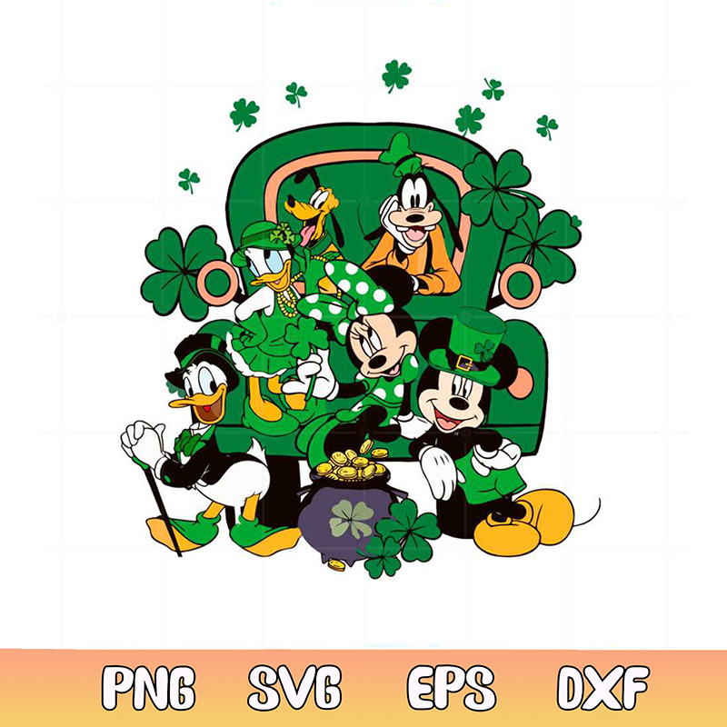 St Patricks Day Mickey And Friends Shamrock SVG | Inspire Uplift