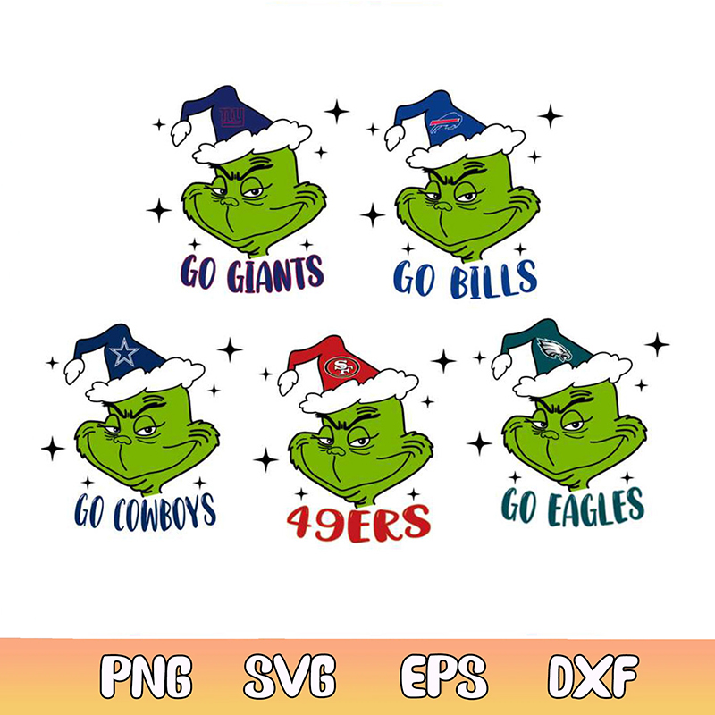 Christmas Grinch Go Football Logo SVG Bundle | Inspire Uplift