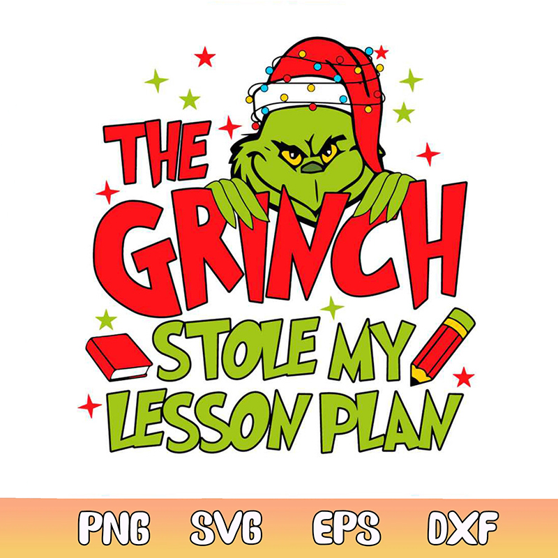 The Grinch Stole My Lesson Plan Christmas Santa Hat Svg | Inspire Uplift