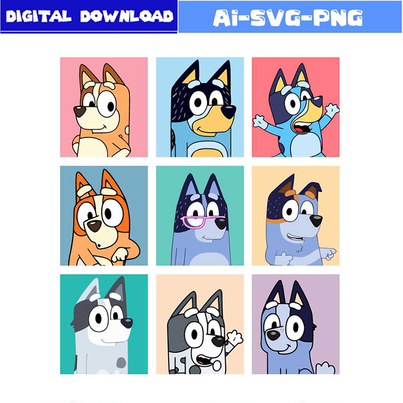 Retro Bluey Family svg bundle Bluey Party svg bundle File | Inspire Uplift