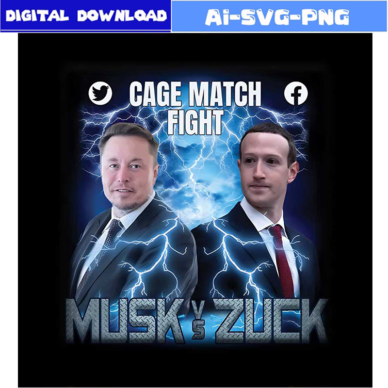 Mark Zuckerberg vs Elon Musk Cage Match Fight PNG File | Inspire Uplift