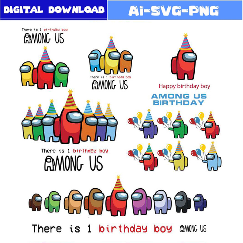 Among Us Birthday Bundle svg bundle Best Design svg bundle F - Inspire ...