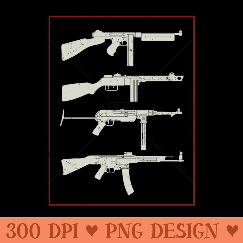 WW2 Iconic Weapons - PNG design assets | Inspire Uplift
