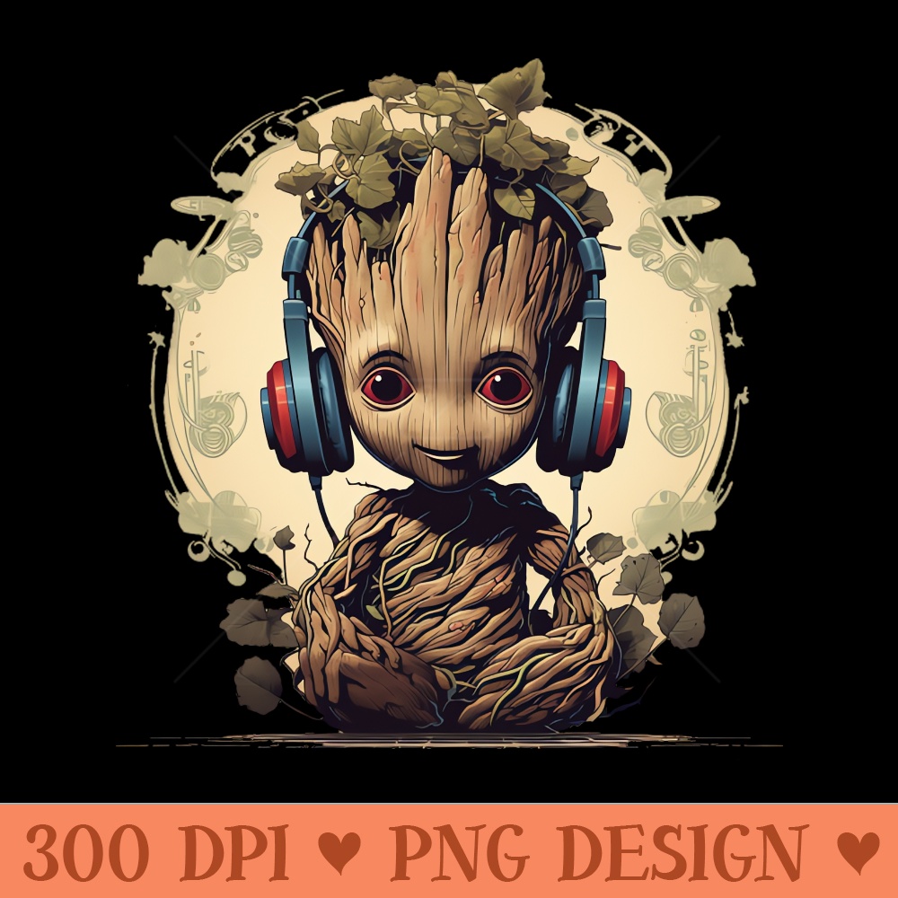 Baby Groot with Headphones - High Resolution PNG Designs | Inspire Uplift