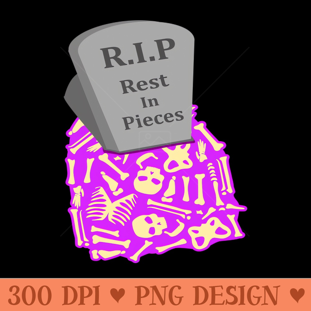 RIP Rest in Pieces Tombstone and Skeleton Bones Halloween - | Inspire ...