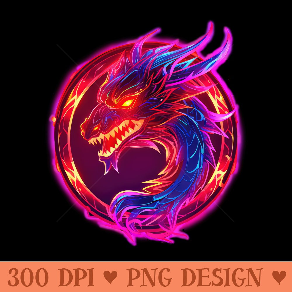 Neon Dragon - Printable PNG Images - Inspire Uplift