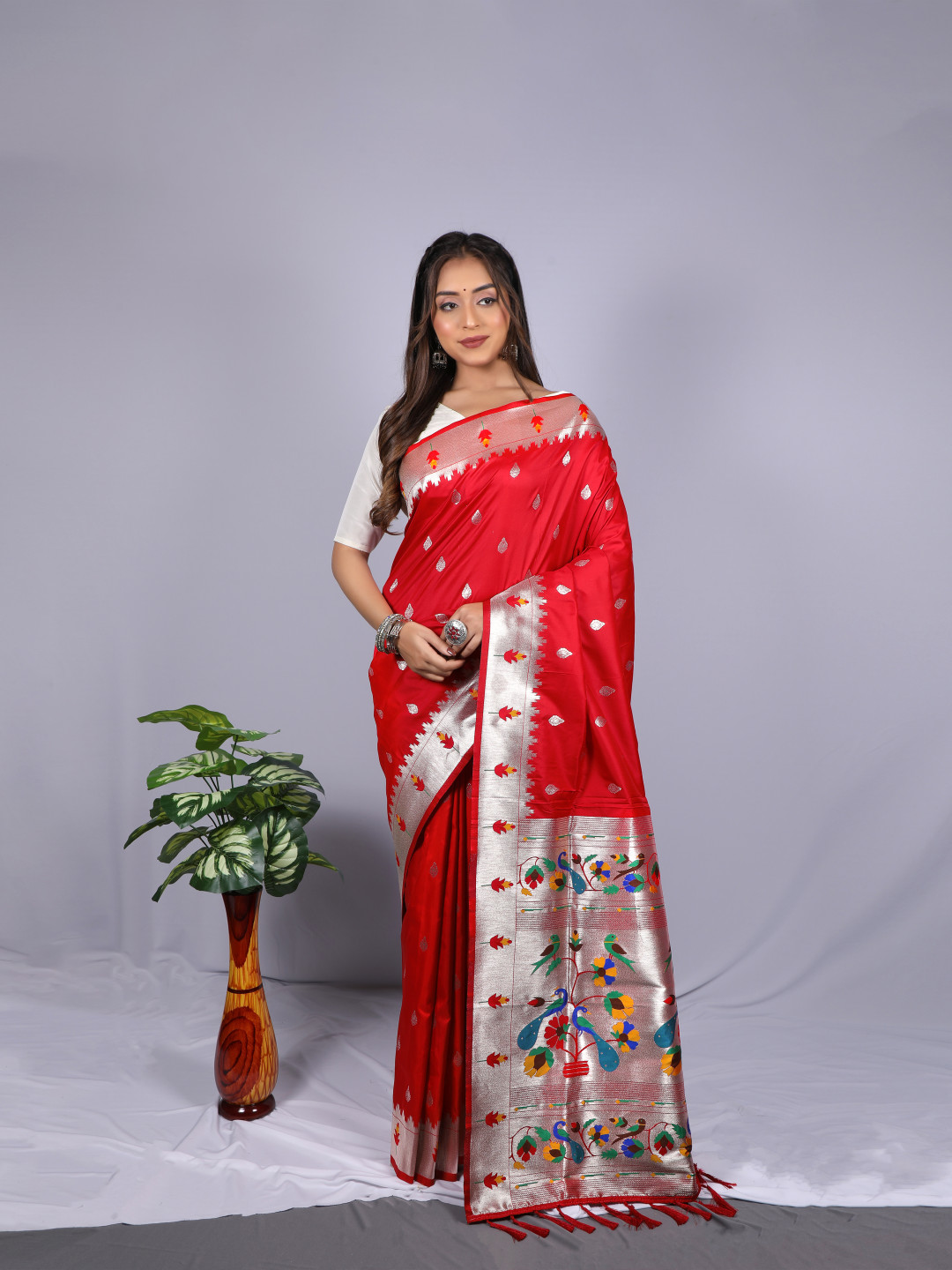 Exclusive paithani silk saree with zari woven work | Inspire Uplift