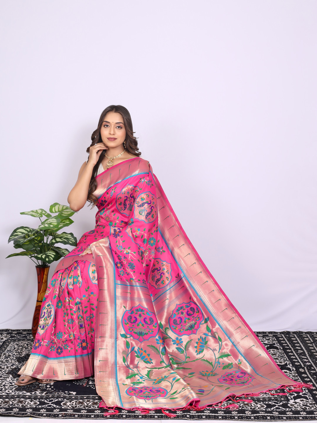 Exclusive paithani silk saree with zari weaving work | Inspire Uplift