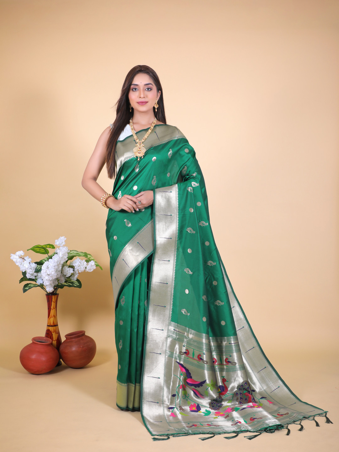 Exclusive Indian paithani silk saree with zari weaving work | Inspire Uplift