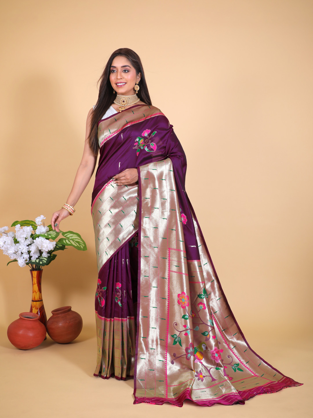 Beautiful paithani silk saree with zari weaving work | Inspire Uplift