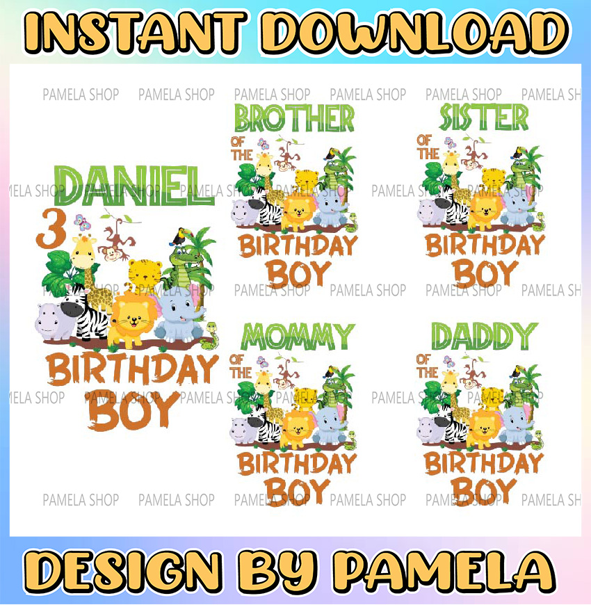 Personalized Safari Jungle Birthday Png, Animals birthday Pn - Inspire ...